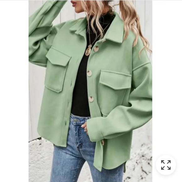 Trend Shop | Jackets & Coats | Long Sleeve Shacket With Pockets Sage ...